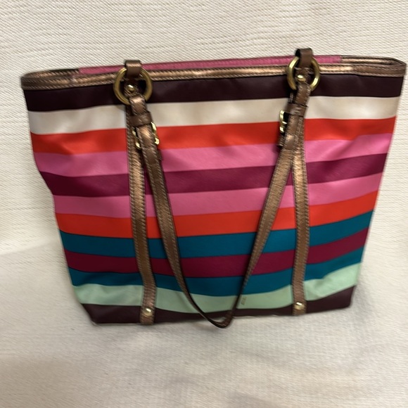 Coach | Bags | Coach Striped Multicolor Handbag | Poshmark